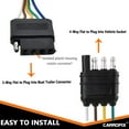 CARROFIX Vehicle 4 Way Flat Plug to Boat Trailer 5 Way Flat Wiring ...