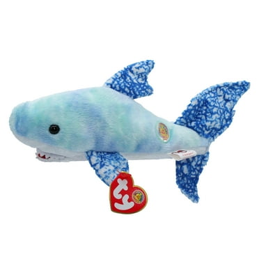 Ty Beanie Baby Plush Toy: Finn the Shark- Blue | Stuffed Animal | MWMT ...