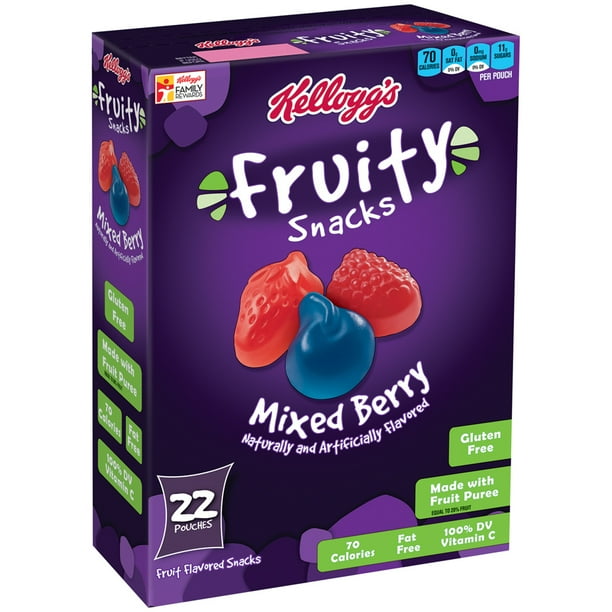 Kellogg's Mixed Berry Fruity Snacks Pouches 17.6 oz 22 ct - Walmart.com ...