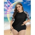 Tiyomi Plus Size Womens Surfing Swim Tops 2x Drawstring Leaves Short