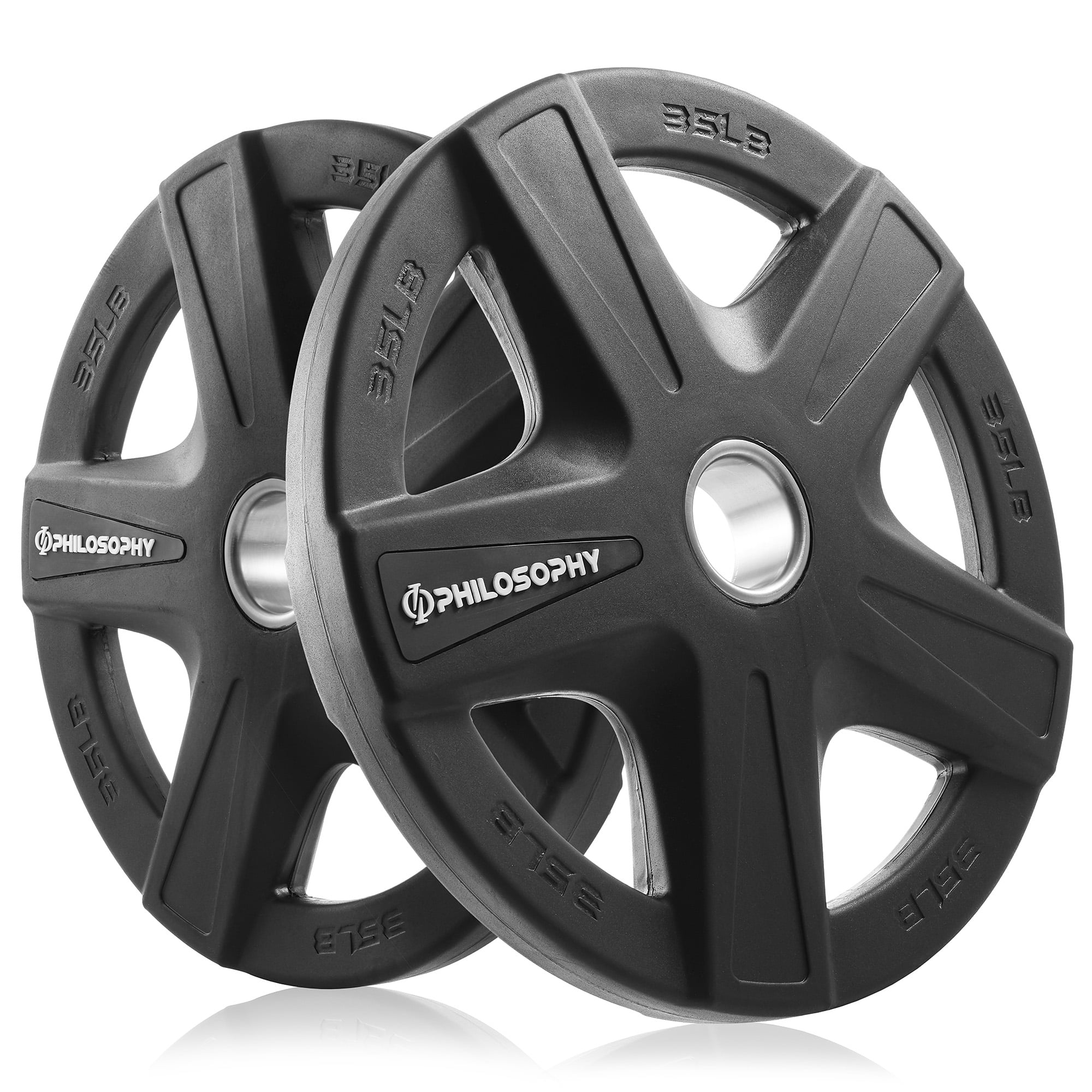 Philosophy Gym Rubber Coated Olympic Grip Weight Plate 35 LB - 2-inch ...