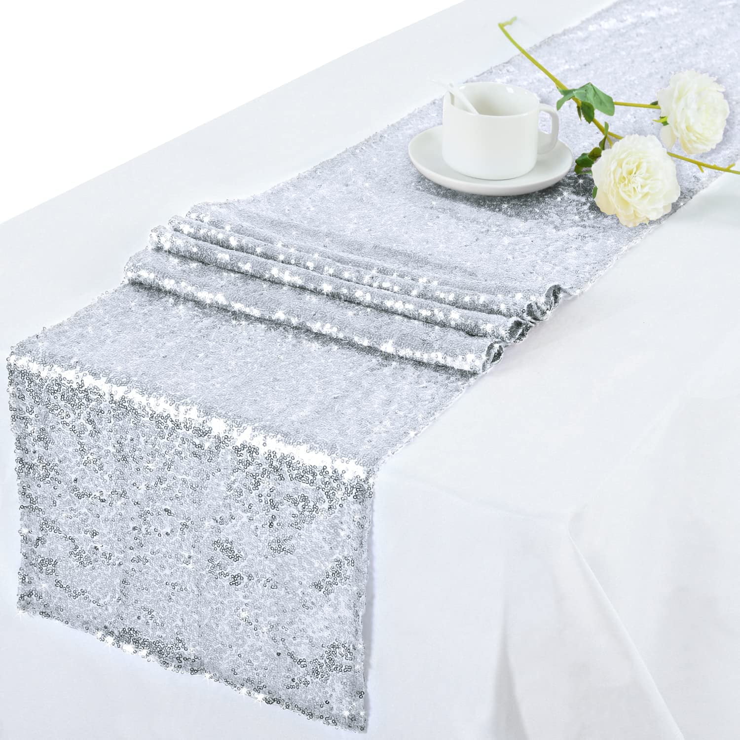 Zukuco Table Runner, 12"x72" Glitter Sequin Table Runners for Birthday ...