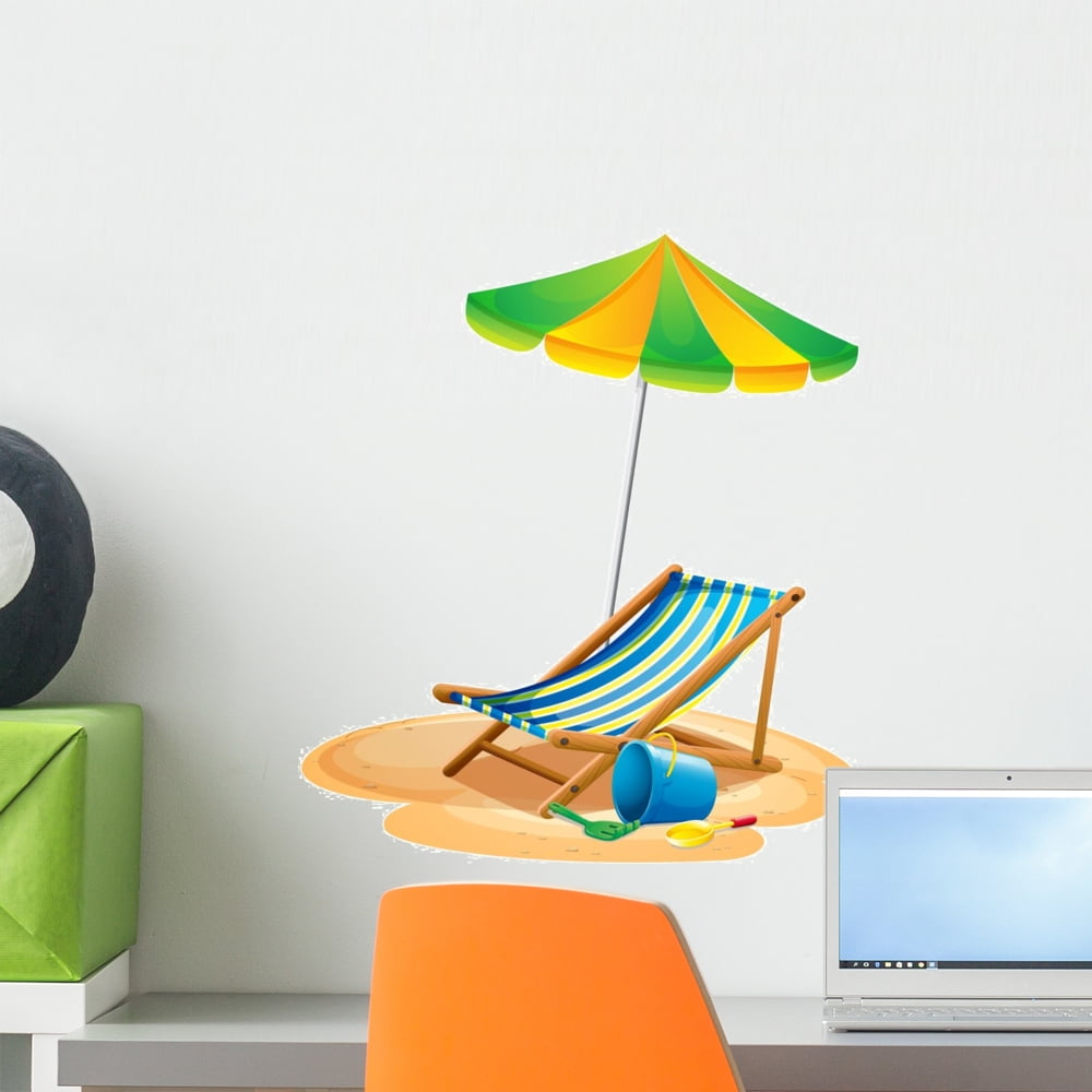 Beach Chair Wall Decal Mural by Wallmonkeys Peel and Stick Graphic (18 ...