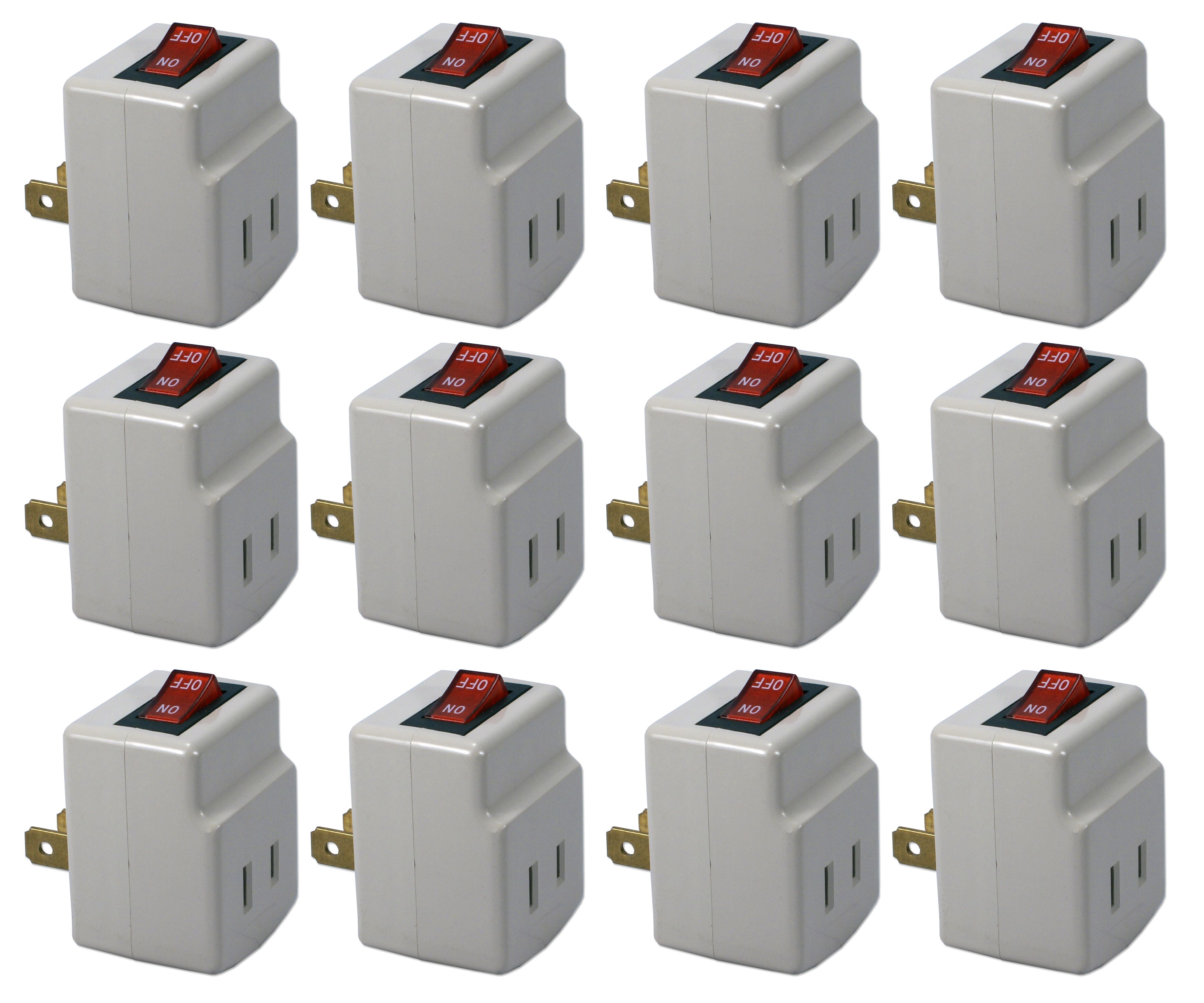 QVS 12-Pack Single-Port Power Adaptor with Lighted On/Off Switch ...