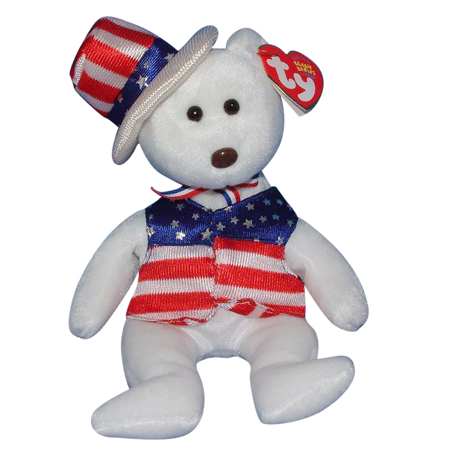 Ty Beanie Baby: Sam the Bear - White | Stuffed Animal | MWMT - Walmart.com