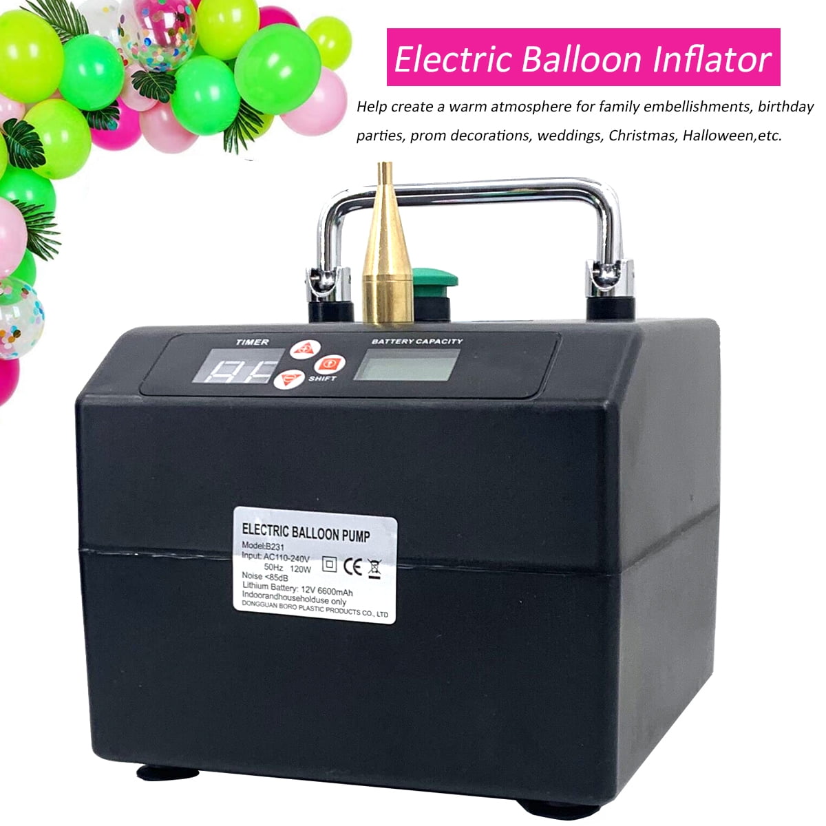 Portable Electric Balloon Pump Balloon Inflator Party Air Blower ...