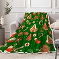 Green Christmas Gingerbread Man Throw Blanket, Winter Cute Star ...