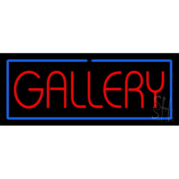 Red Gallery Blue Border LED Neon Sign 13 x 32 - inches, Clear Edge Cut ...