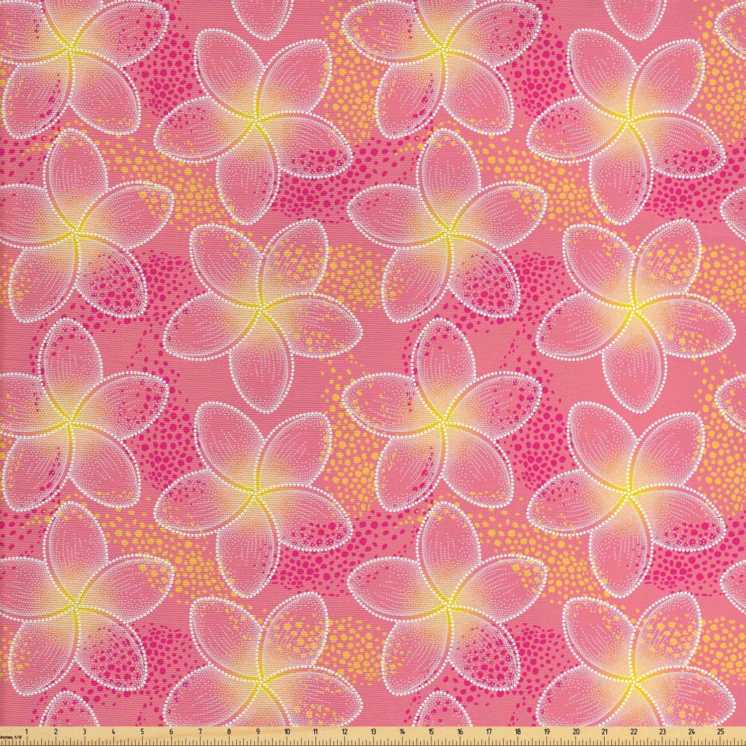 Floral Fabric By The Yard Pattern With Dotted Flower Of Plumeria Floral Fabric By The Yard Pattern With Dotted Flower Of Plumeria