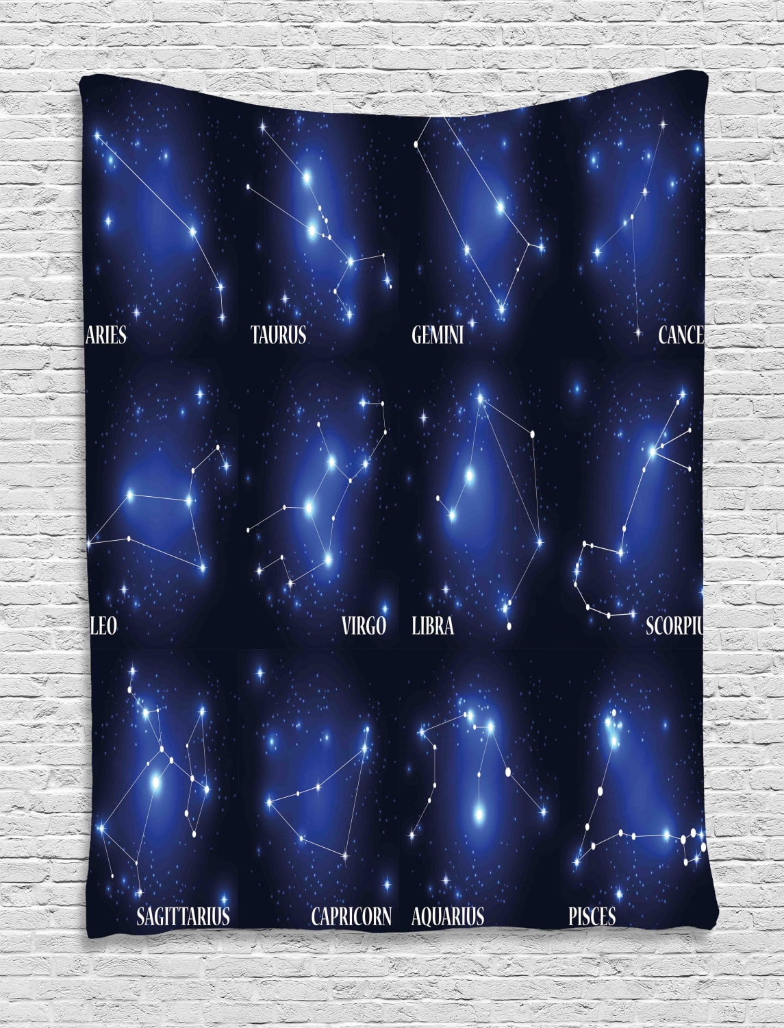 Constellation Tapestry, Zodiac Sign Set Symbols and Names Group of ...