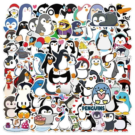 NETSENG 100 PCS Penguin Stickers,Cute Cartoon Penguin Waterproof Stickers,Vinyl Stickers for ...