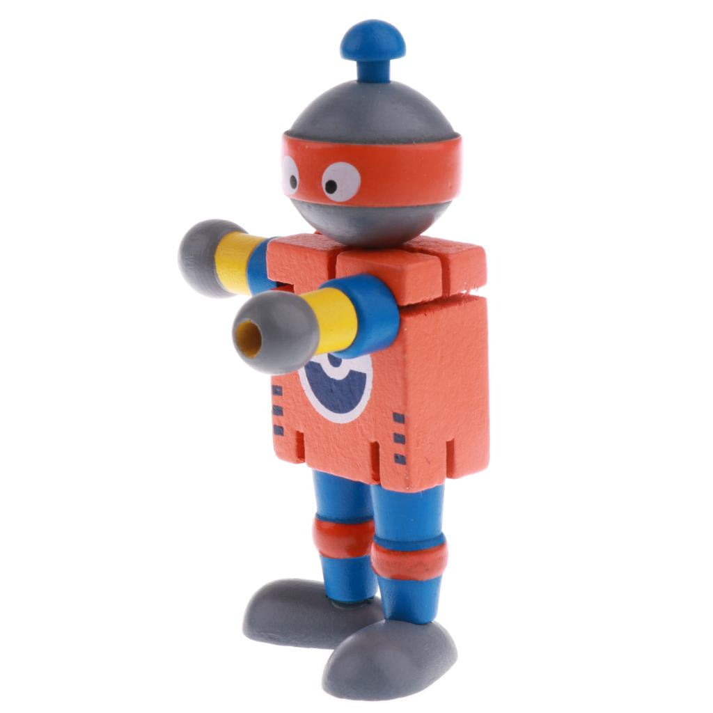 Flexible Wood Puppet Robots Kids Children Game Toy Poseable Orange Age ...