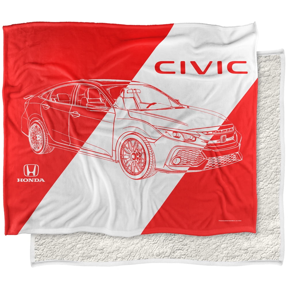 Honda Auto Blanket, 50'x60' Civic Car and Logo Silky Touch Sherpa Back ...