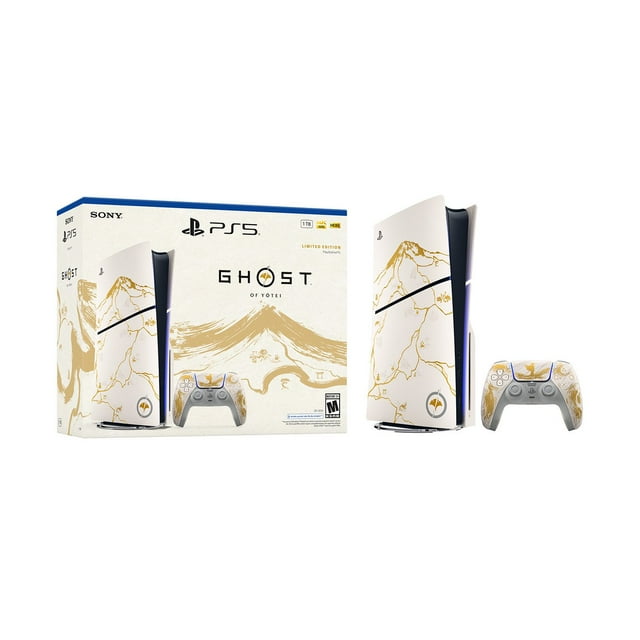 Sony PlayStation 5 Console Slim Disc Edition, 1TB - Ghost of Yotei Gold Limited Edition Bundle ...