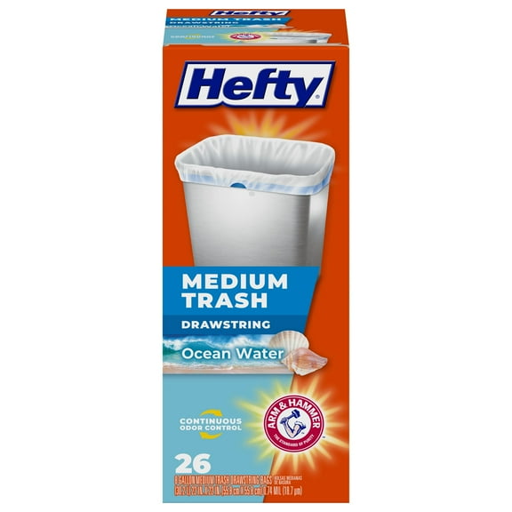 Medium Trash Bags, Ocean Water Scent, 8 Gallon, 26 Count - Walmart.com