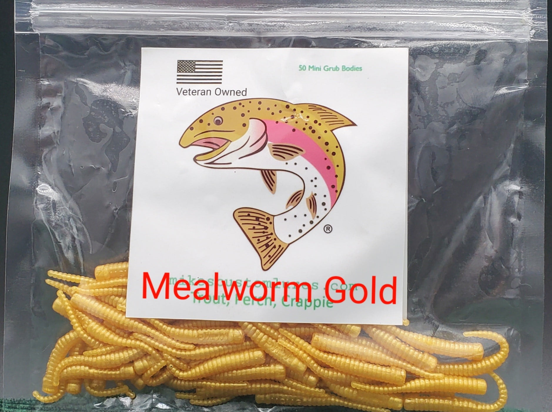 New Trout, Steelhead, Salmon Mini Grub Solid Tail Bodies Mealworm Gold ...