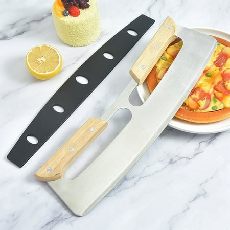 SHENMO 33.5CM Pizza Cutter, Rocking Pizza Cutter with Double Wooden ...