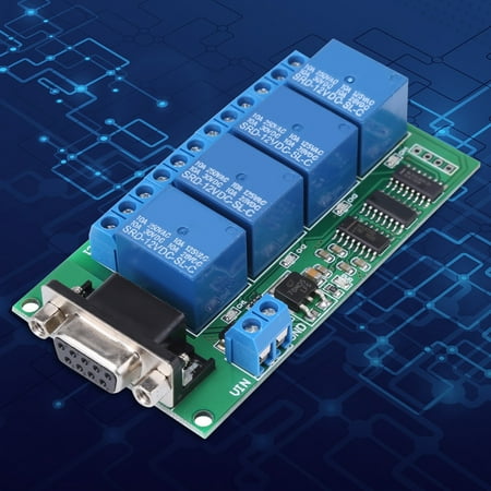 Relay RS232,12V 4Ch DB9 RS232 Relay Board Remote Control UART Serial Port Switch For Car Motor ...