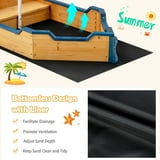 Gymax Kids Pirate Boat Sandbox Play Set - Large Wooden Box Sandpit with ...