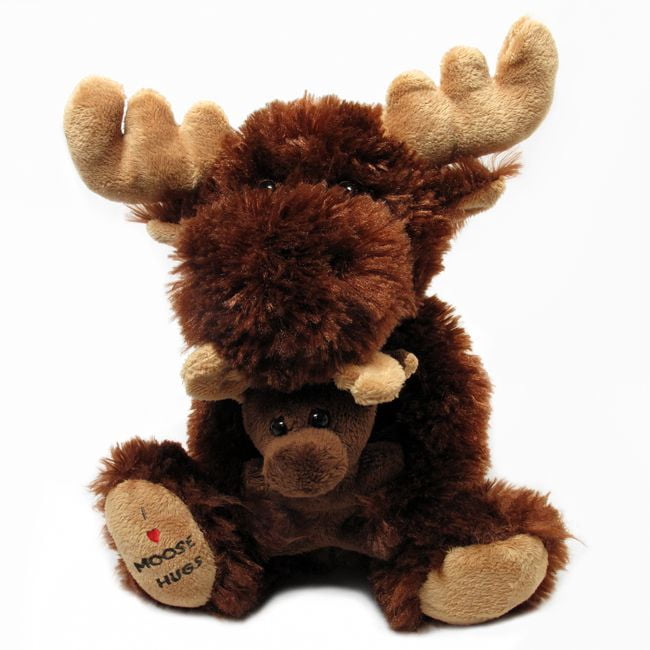 Wishpets Stuffed Animal Plush 8" Sitting Moose with Baby - Walmart.com