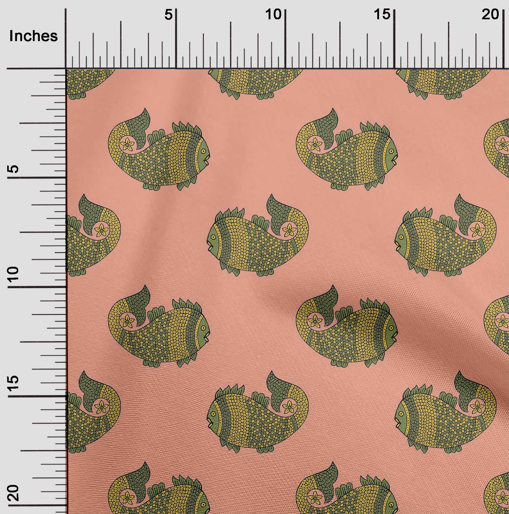 oneOone Viscose Chiffon Fabric Fish Block Fabric Prints By Yard 42 Inch ...