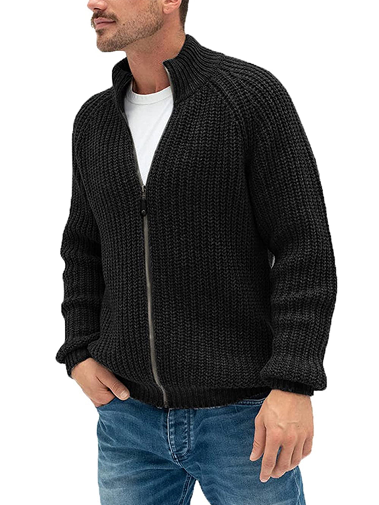 Capreze Mens Solid Color Sweaters Casual Open Front Cardigan Sweater ...