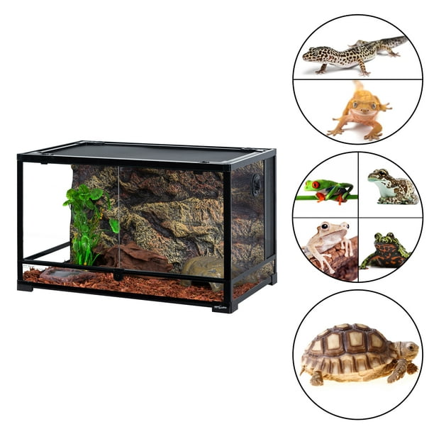 REPTI ZOO Terrario de Vidrio para Reptiles, Extra Grande Doble Puerta ...