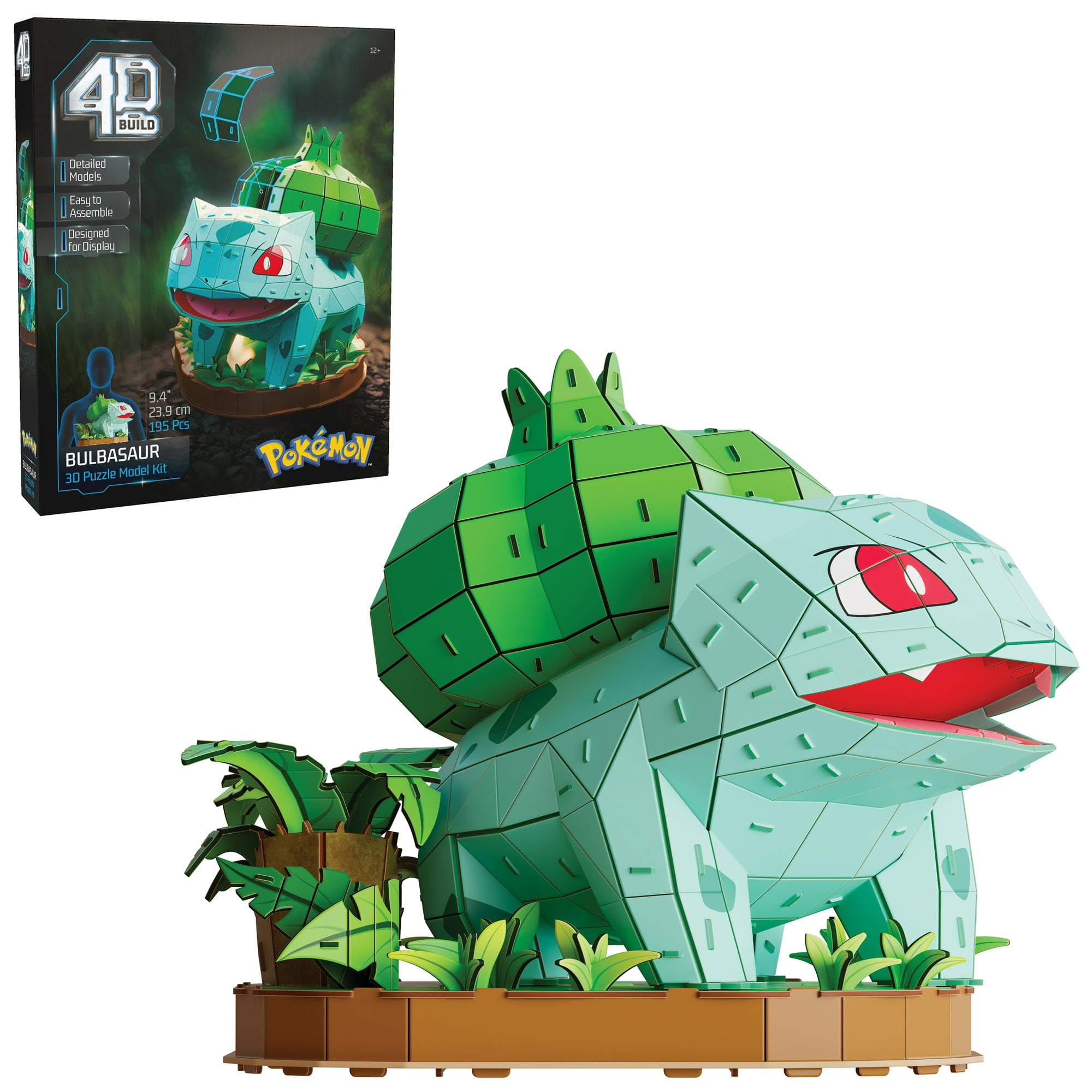 Spin Master Games 4d Build  Pokémon Bulbasaur 3d Model Kit  Pokémon Figure  Kanto First Partner Collection  Desk Décor  195 Pieces  For Ages 12 & Up