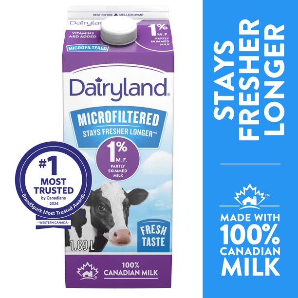 Dairyland Microfiltered 1% Partly Skimmed Milk, 1.89L - Walmart.ca