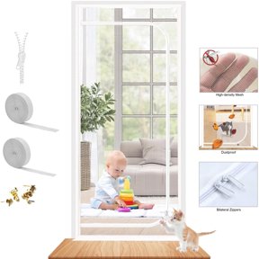 DERCLIVE Pets Proof Cat Screen Door, Breathable Mesh, 85x210cm, Zipper ...