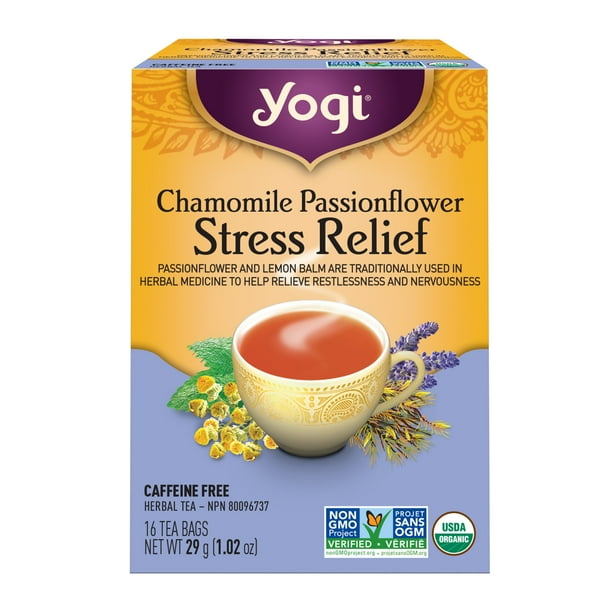 Yogi Chamomile Passionflower Stress Relief, Caffeine-Free Herbal Tea ...