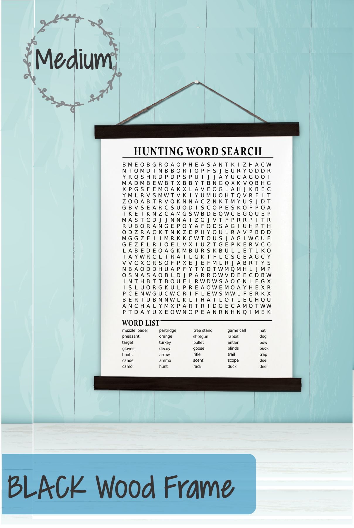 Black Wood, Canvas Sign, Hunting Word Search Puzzle Man Cave Decor ...