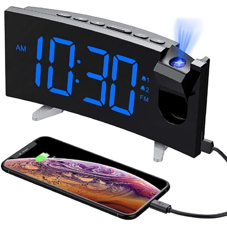 Alarm Clocks, (New Version) Projection Alarm Clock with FM Radio, 5 ...