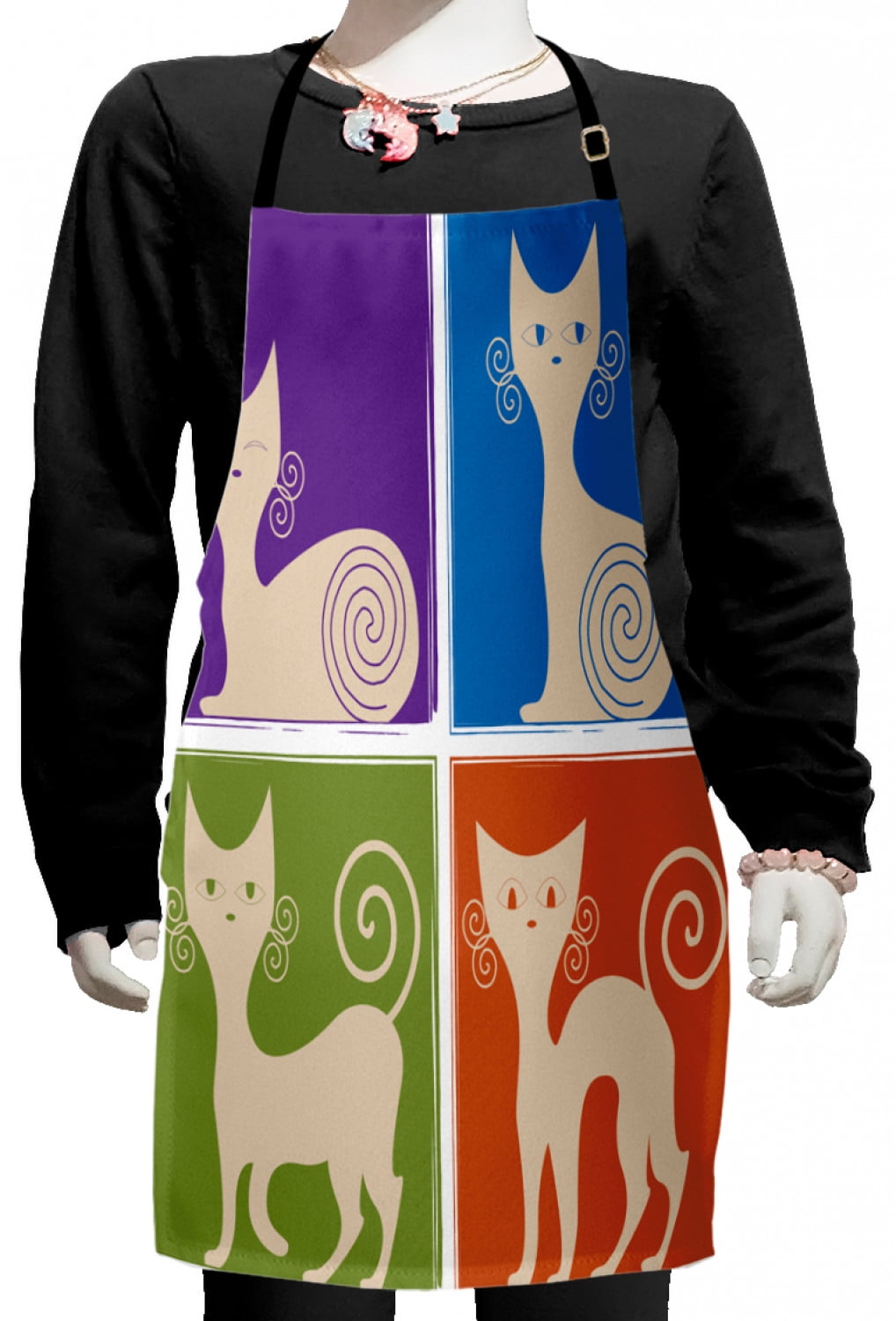 Funny Kids Apron, Cartoon Cats Whiskers Emotion Happy Confused Curious ...