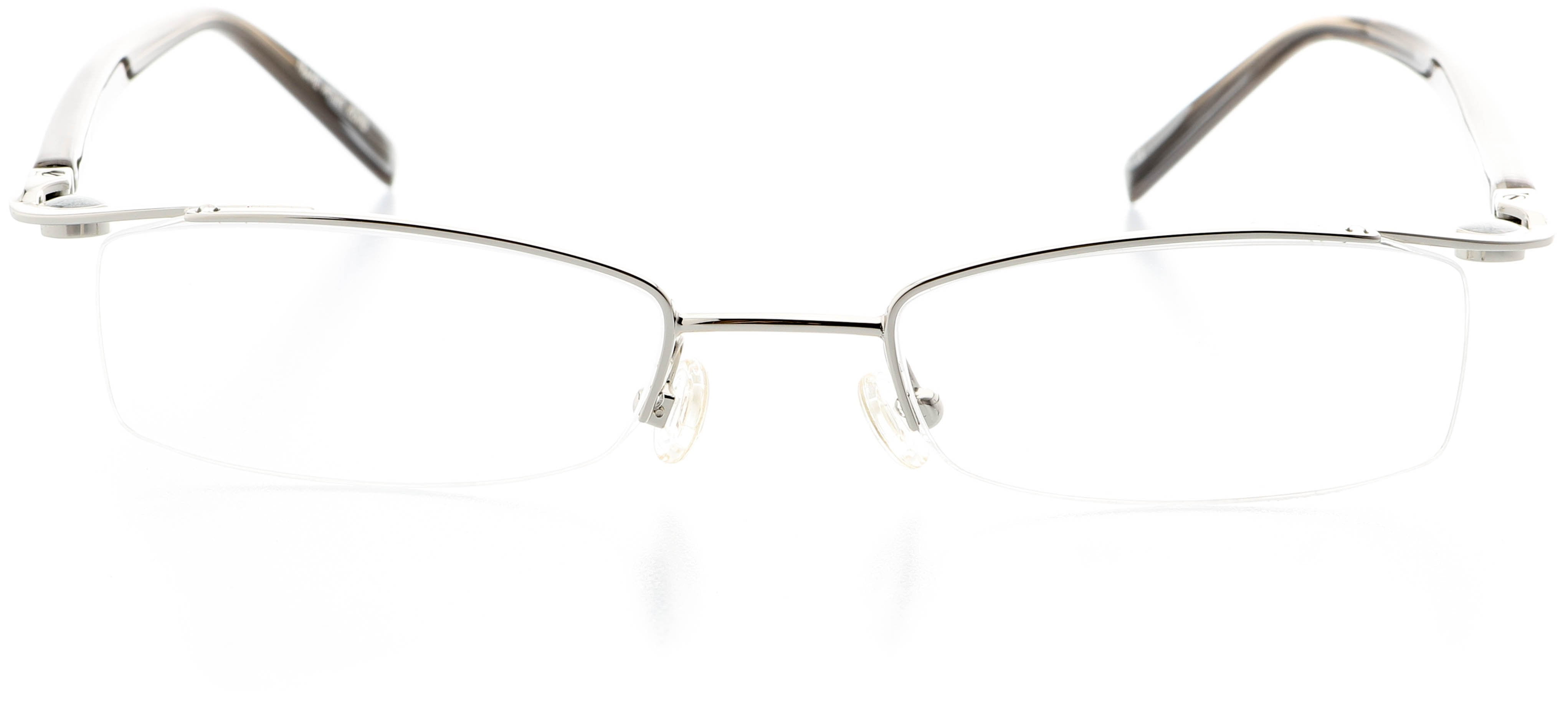 Unisex Optical Eyewear - Rectangle Shape, Metal Rimless, Shiny Silver ...