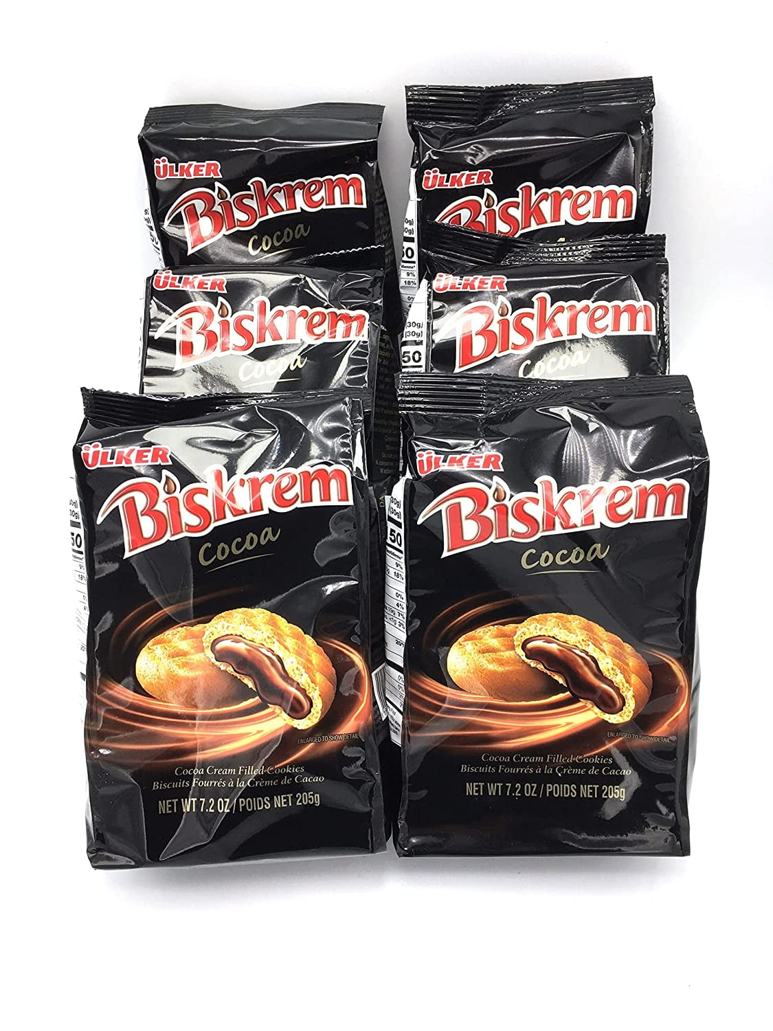 Ulker Biskrem 7.02oz each Pack of 6 Cocoa Cream Filled Cookies ( 205gr ...