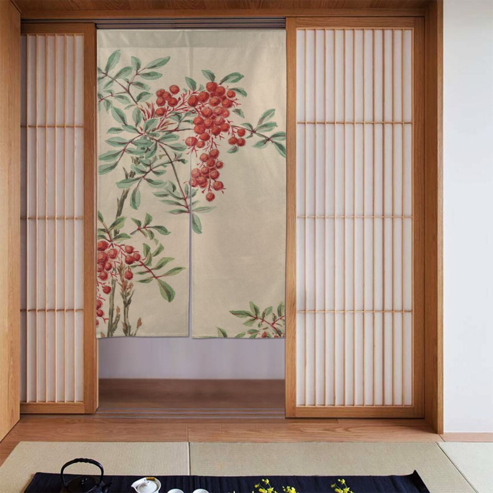 Doorway Drape Split Curtains, Vintage Watercolour Art Room Divider ...