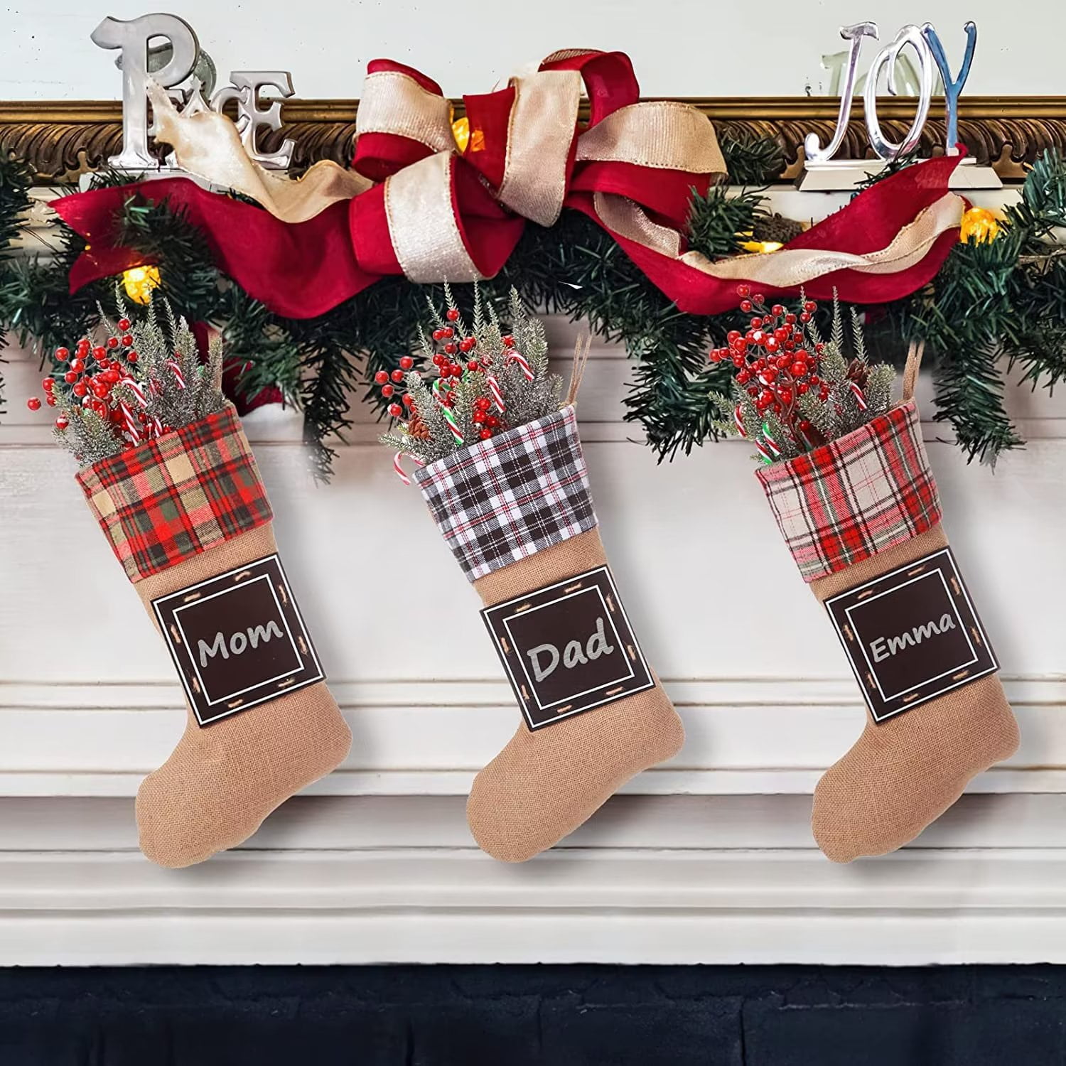 Adeeing Christmas Stockings 3 Pack 18 inch Personalized Large Burlap ...