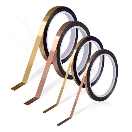 4 Rolls Metalized Tapes, 1/5in 1/2in Polyester Film Tape Reflective ...