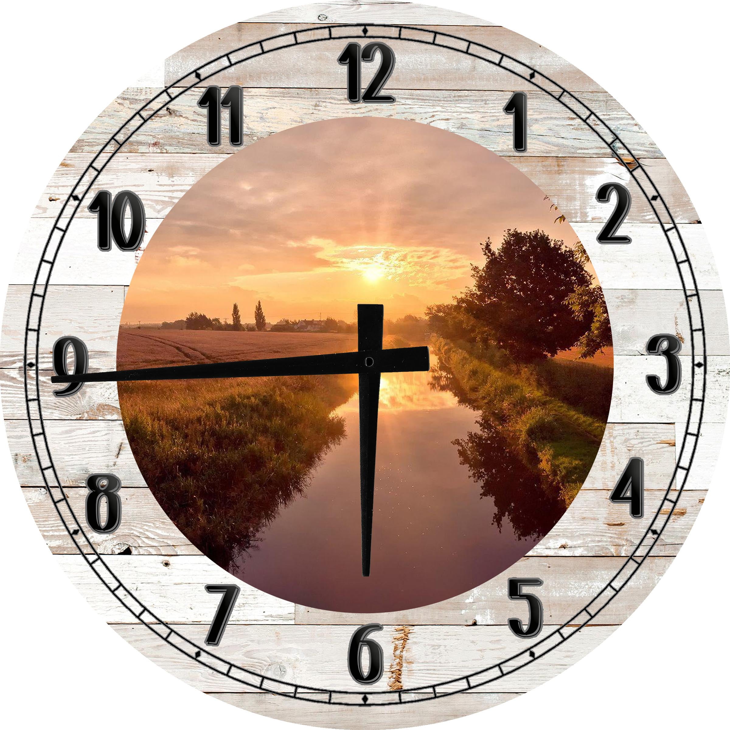 Large Wood Wall Clock 24 Inch Round Farmhouse Wall Art Farming at ...