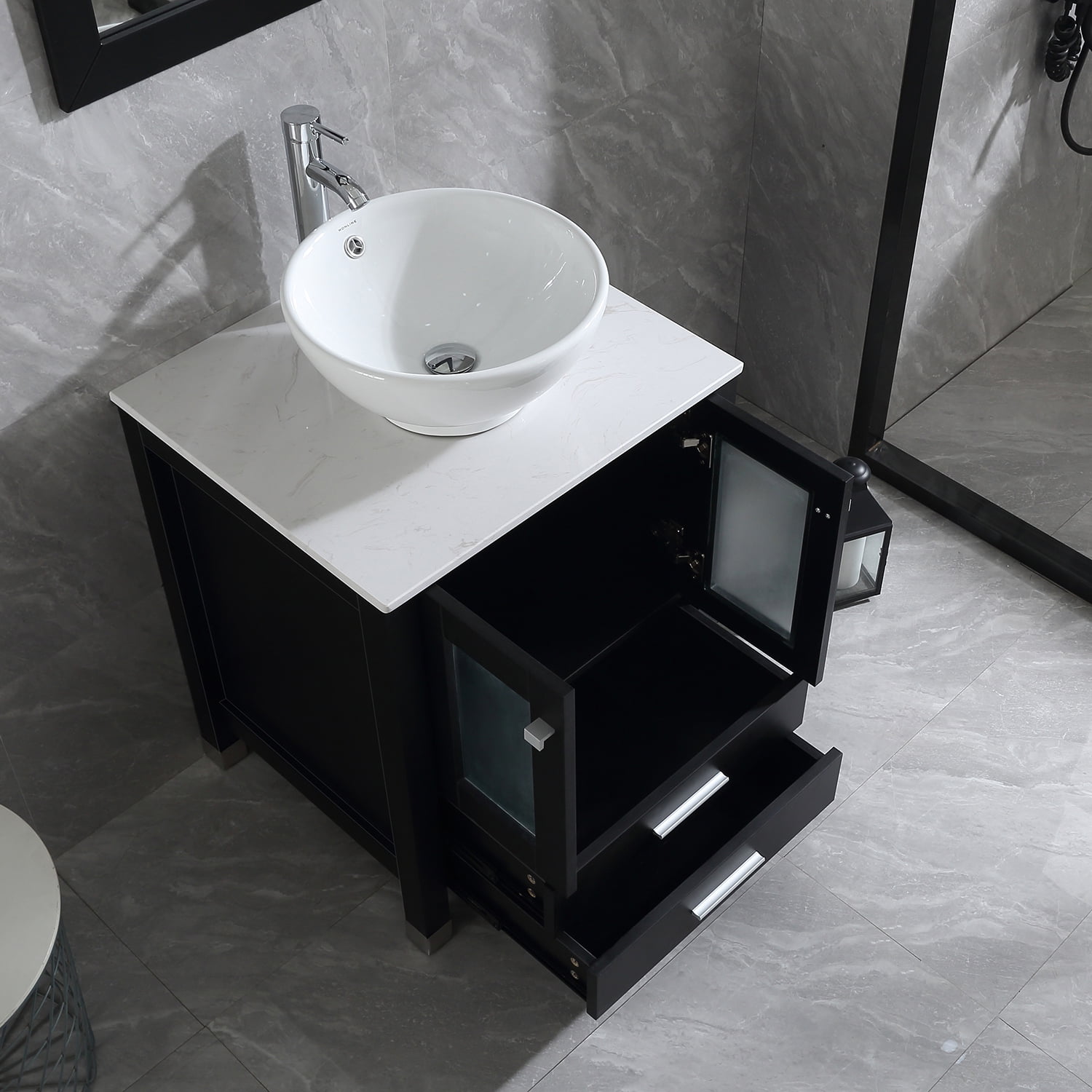 Buy Wonline 24 Inch Bathroom Vanity Wood Cabinet Double Circular Vessel