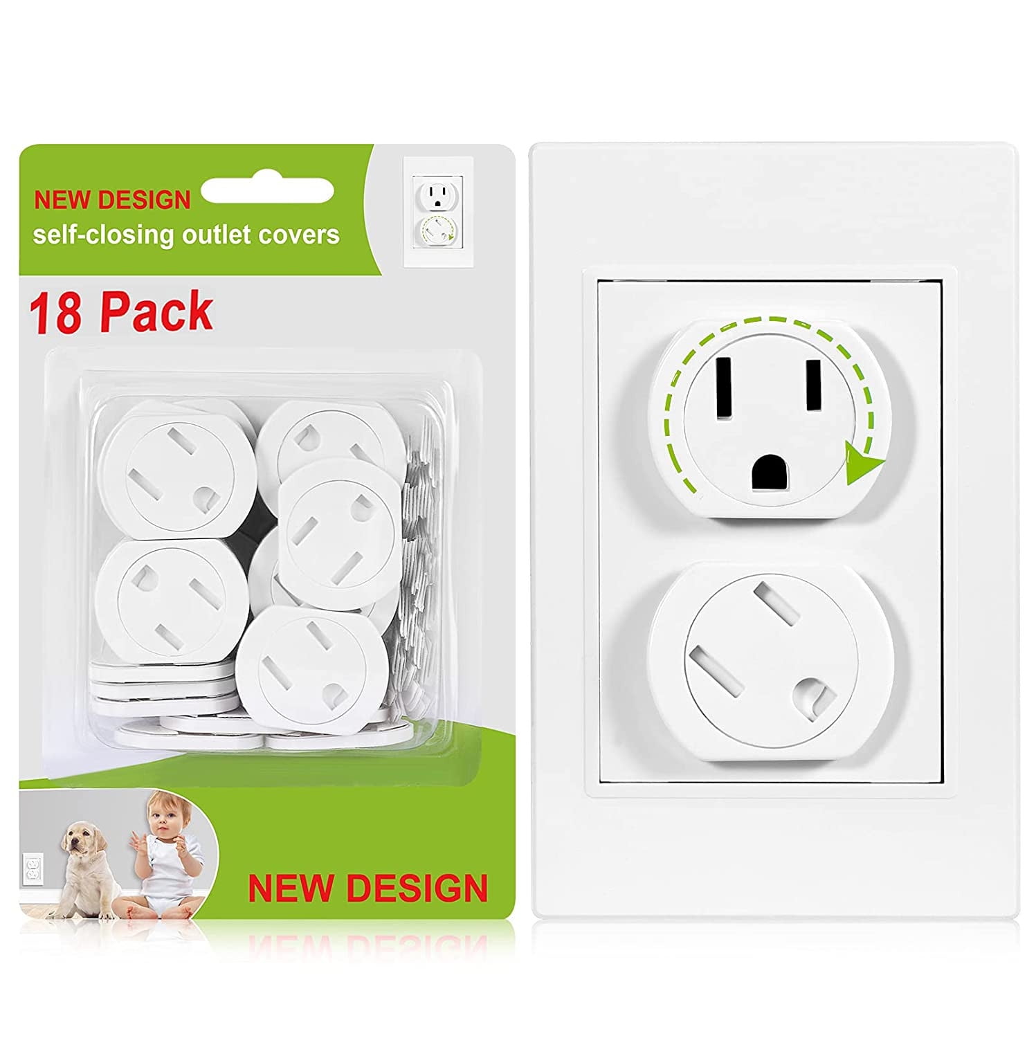 BABARLA 18 Pack Electrical Outlet Protectors Swivel Child Proof Outlet ...