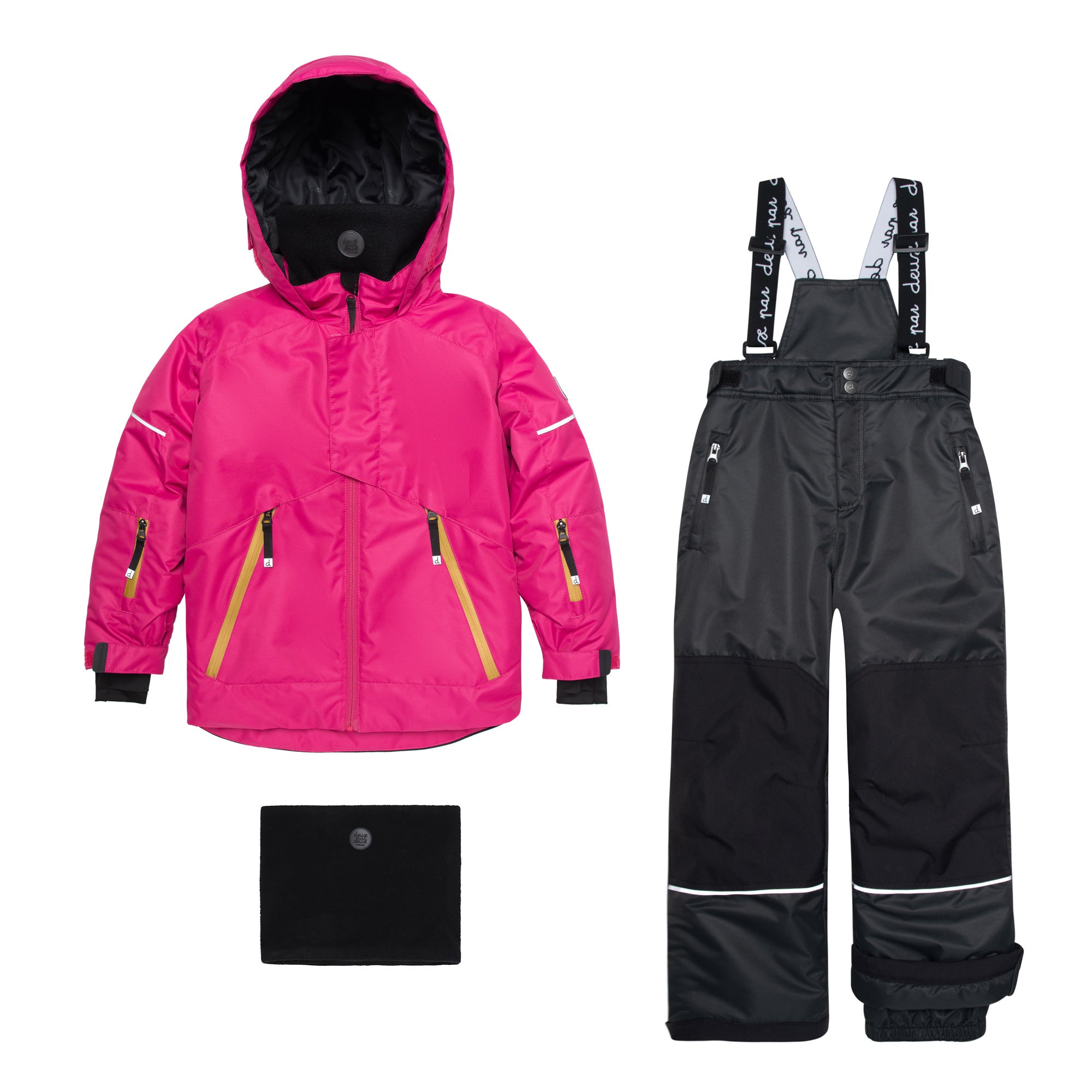 Deux par Deux Two Piece Technical Snowsuit Fuchsia And Black Girl Kids ...