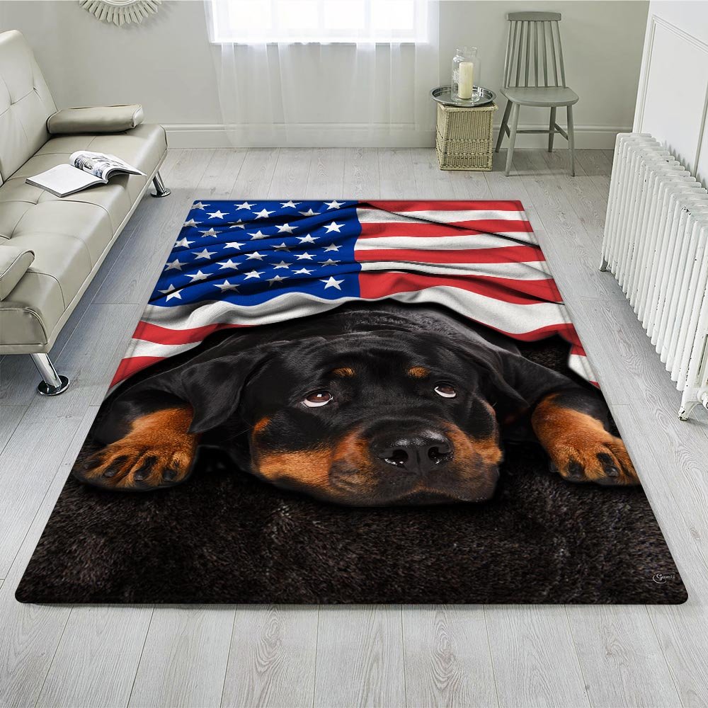 Rectangle Area Rug For Living Room, Bedroom, Rottweiler American ...