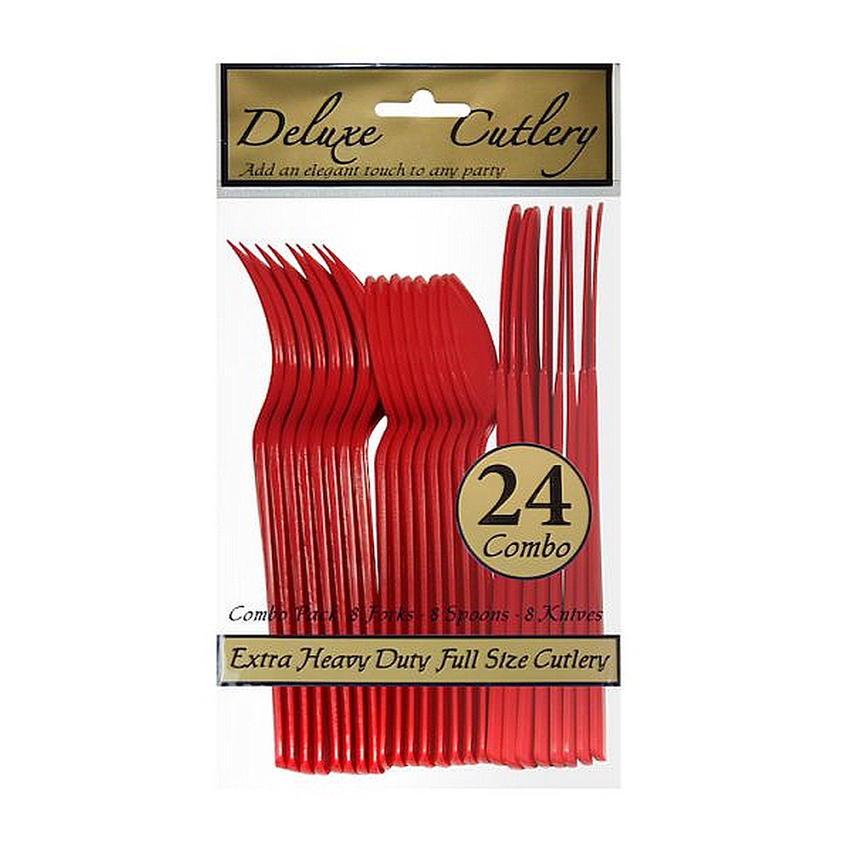 1 - Party Essentials Combo Plastic Cutlery Heavy Duty - Red 24 Ct ...