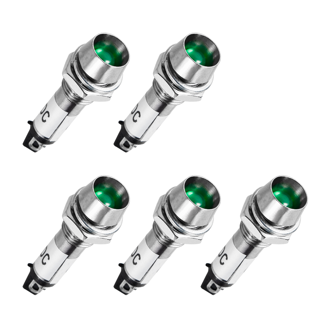 Indicator Light DC 24V, Neon Bulbs Green, Metal Shell Panel Mount 5/16 ...