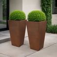 Pure Garden Large Outdoor Planters 2-Pack - 22.4” Tall Planters for ...