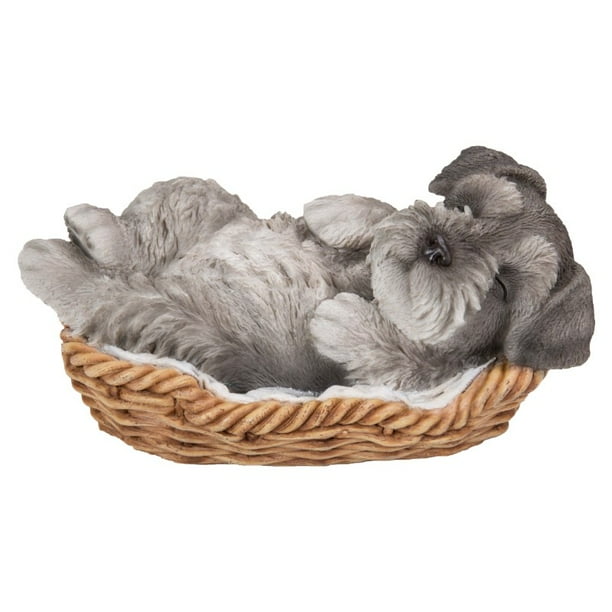 Pacific Giftware Mini Schnauzer Puppy in Wicker Basket Pet Pals ...