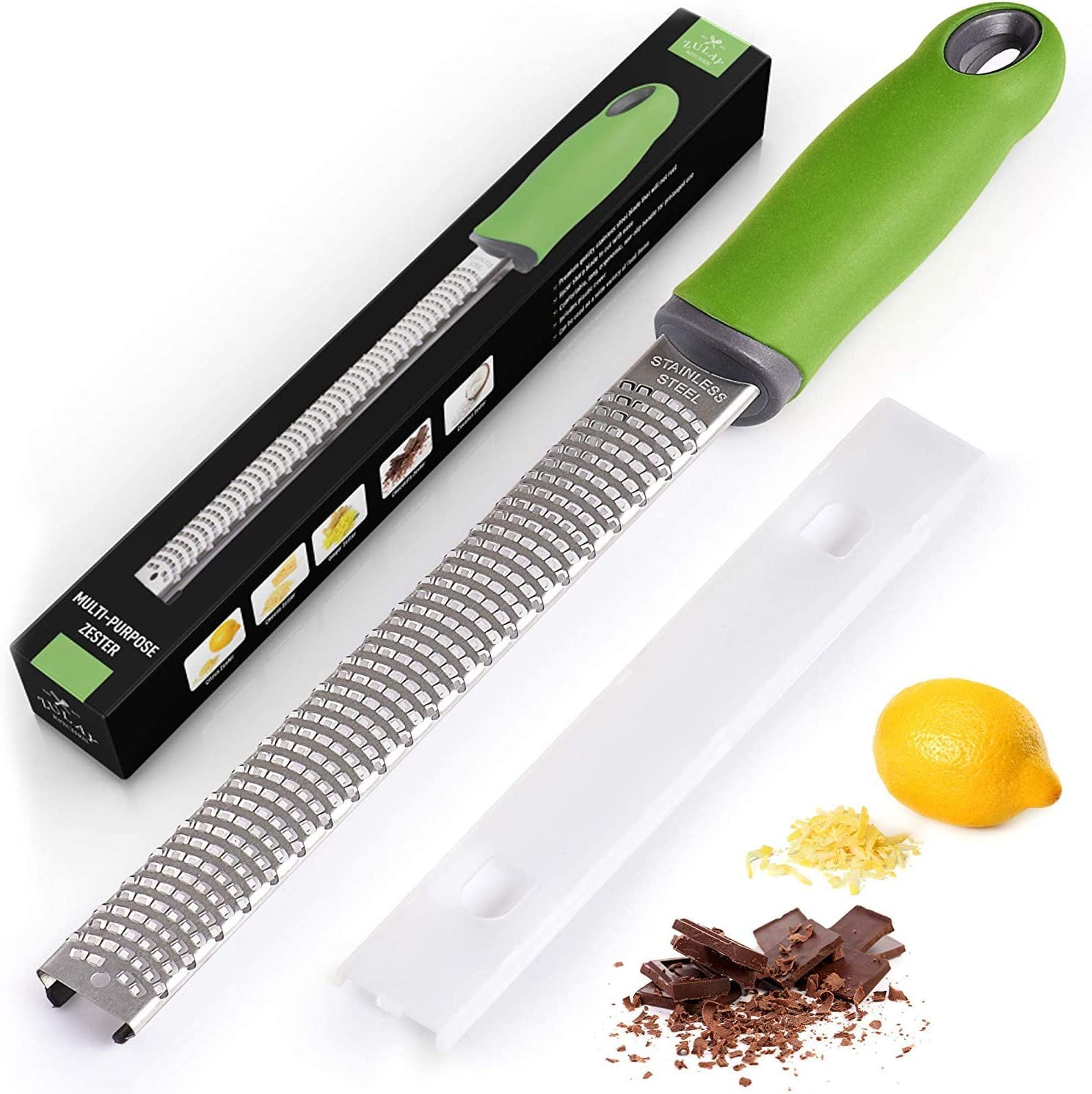 Zulay Kitchen Cheese Grater & Zester - Stainless Steel Lemon Zester ...