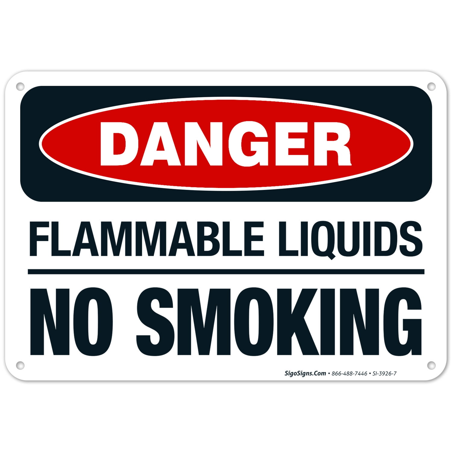 Flammable Liquids No Smoking Sign, OSHA Danger Sign, 10x7 Aluminum ...